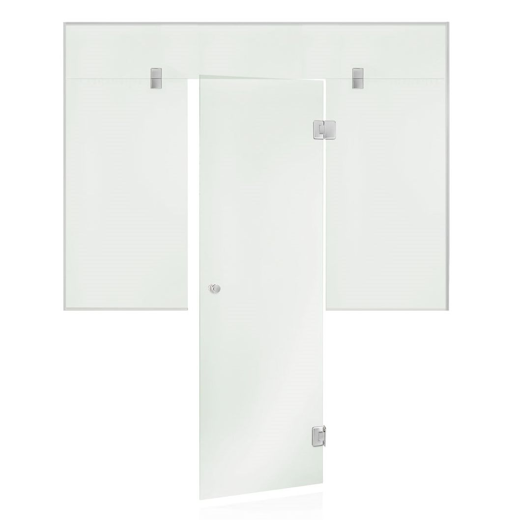 Saunan lasiseinä Andres Glass, ovi, lisäpala, kaksi ikkunaa, saranat ...