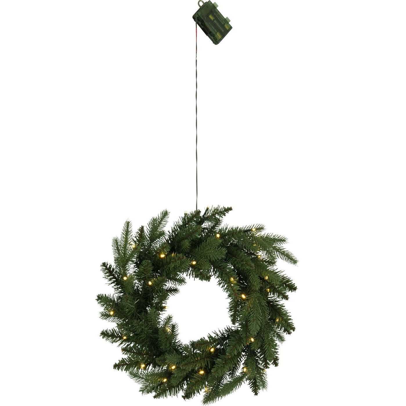 LED-joulukranssi Eglo Byske, liiketunnistin, Ø45cm, IP44, vihreä