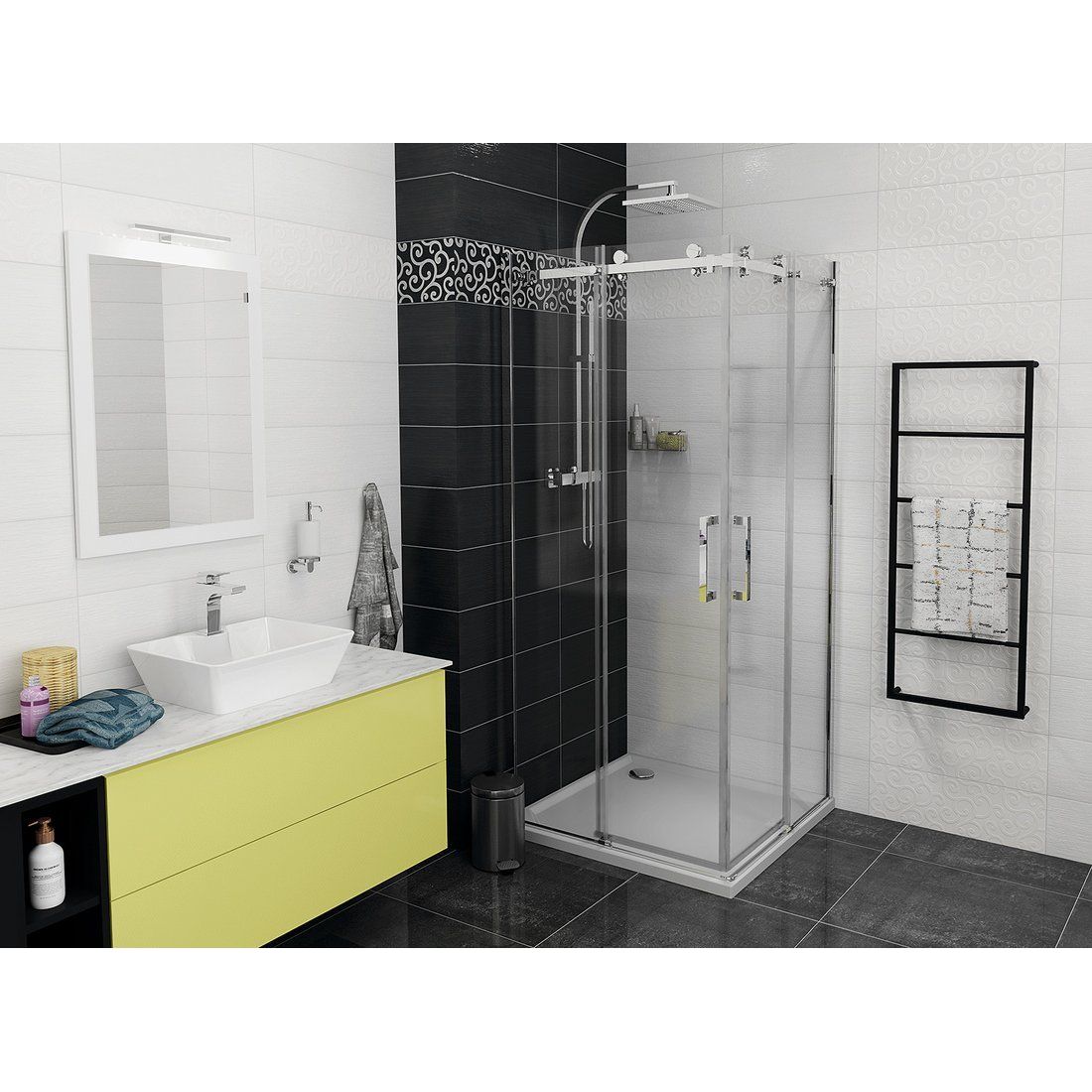 Suihkunurkka Interia Dragon Square, kulmikas, kirkas lasi, kromi, eri ...