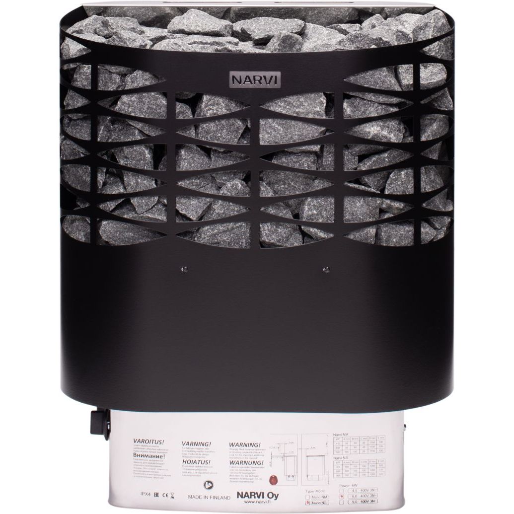 Sähkökiuas Narvi NS, 9kW, 8-14m³, kiinteä ohjaus, eri värejä