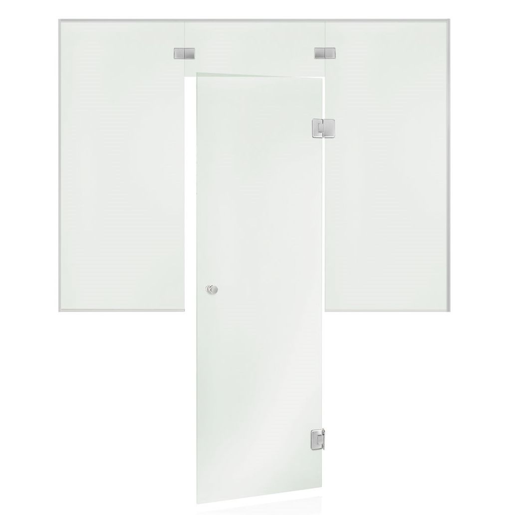 Saunan lasiseinä Andres Glass, ovi, lisäpala ja kaksi ikkunaa, saranat ...