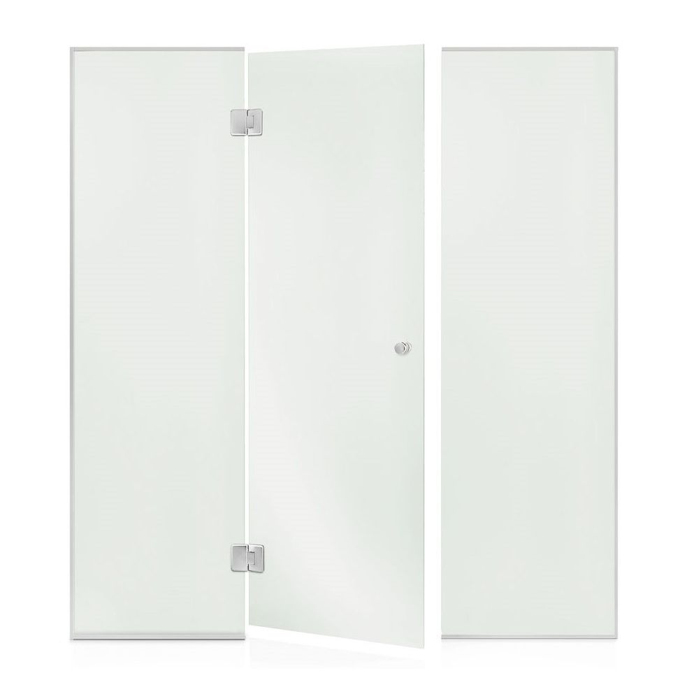 Saunan lasiseinä Andres Glass, ovi, kaksi korkeaa ikkunaa, saranat ...