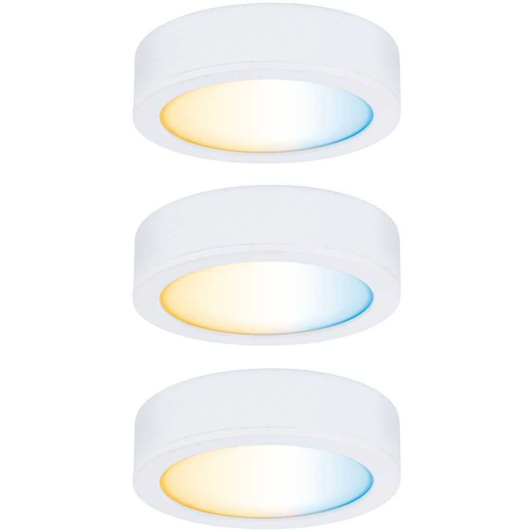 LED-kalustevalaisin Paulmann Clever Connect Disc, 3kpl, säädettävä värilämpötila, mattavalkoinen ...