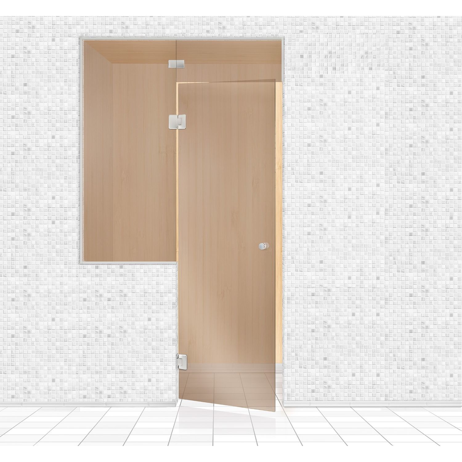 Saunan lasiseinä Andres Glass, ovi, lisäpala, ikkuna, saranat keskellä ...