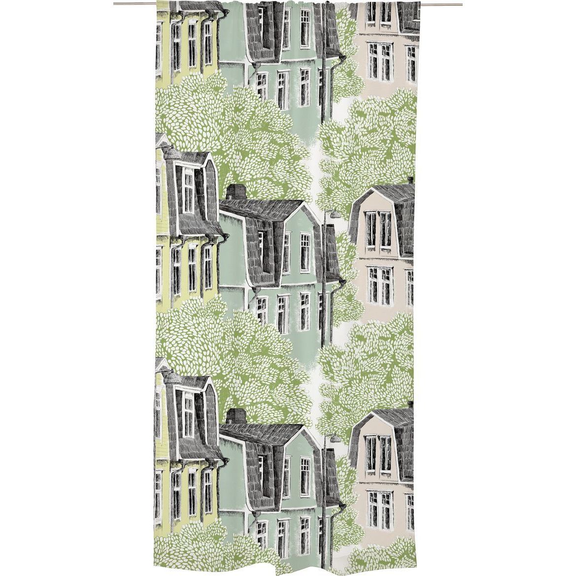 Sivuverho Vallila Puukylä, 140x250cm, vihreä | Netrauta.fi