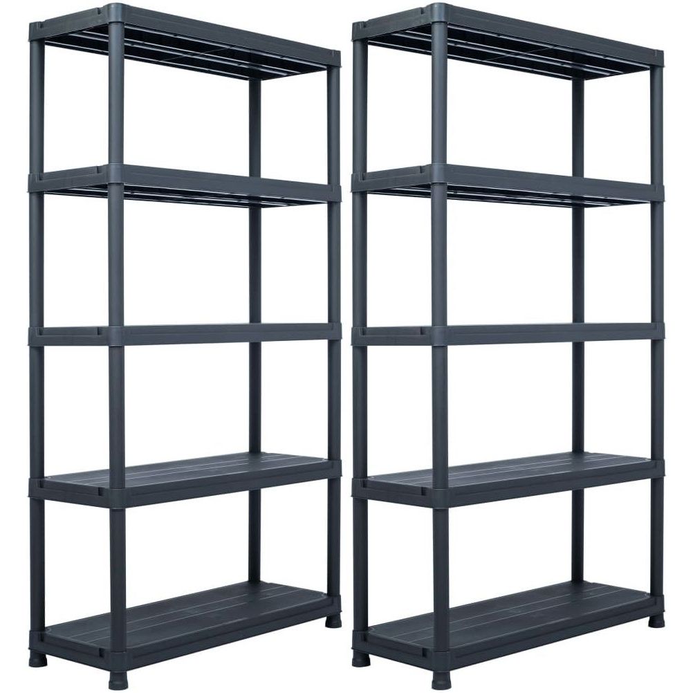 Varastohyllyt, 2kpl, 250kg, muovi, 80x40x180cm, musta | Netrauta.fi