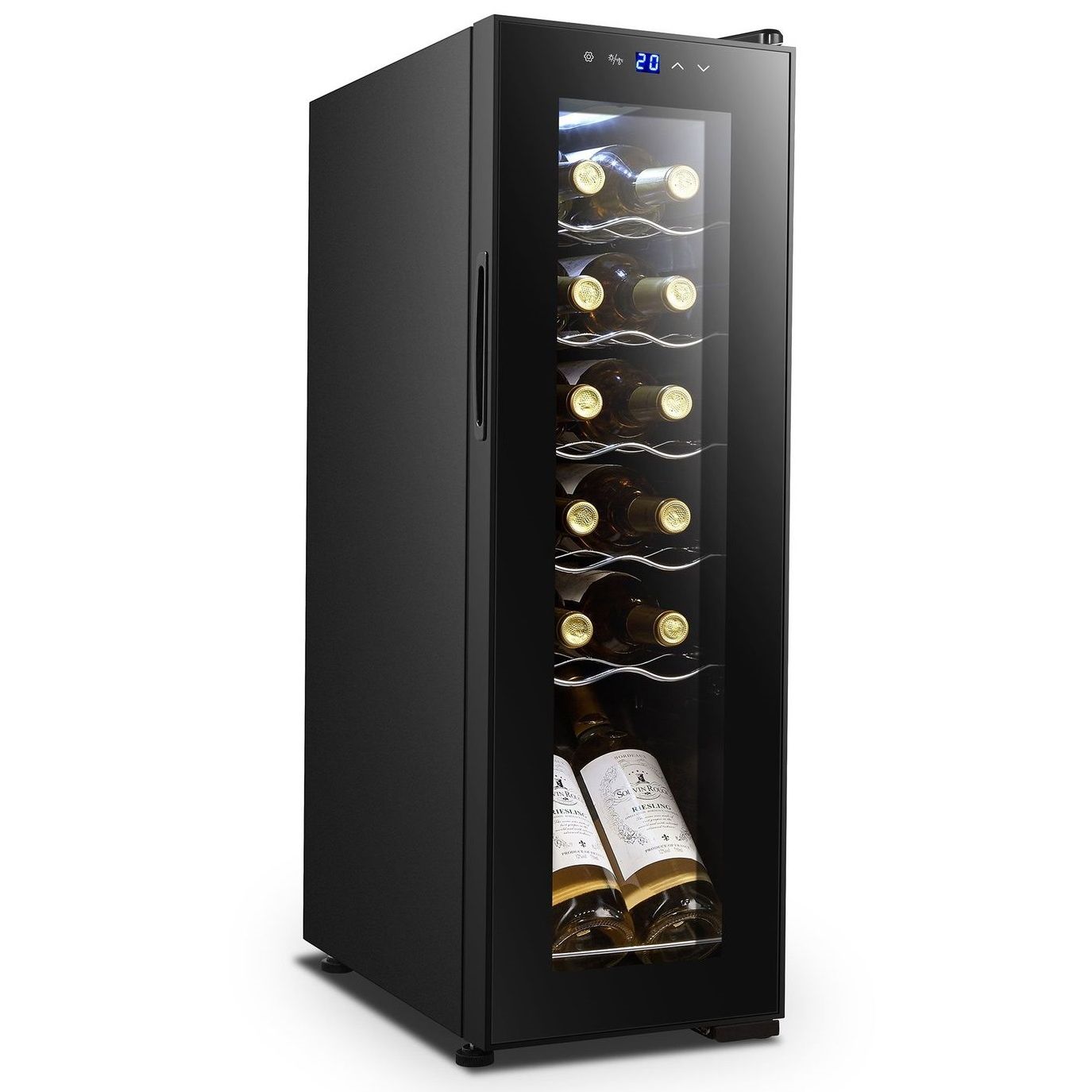 Viinikaappi Amelia Piemonte 12, 25x79cm, musta | Netrauta.fi