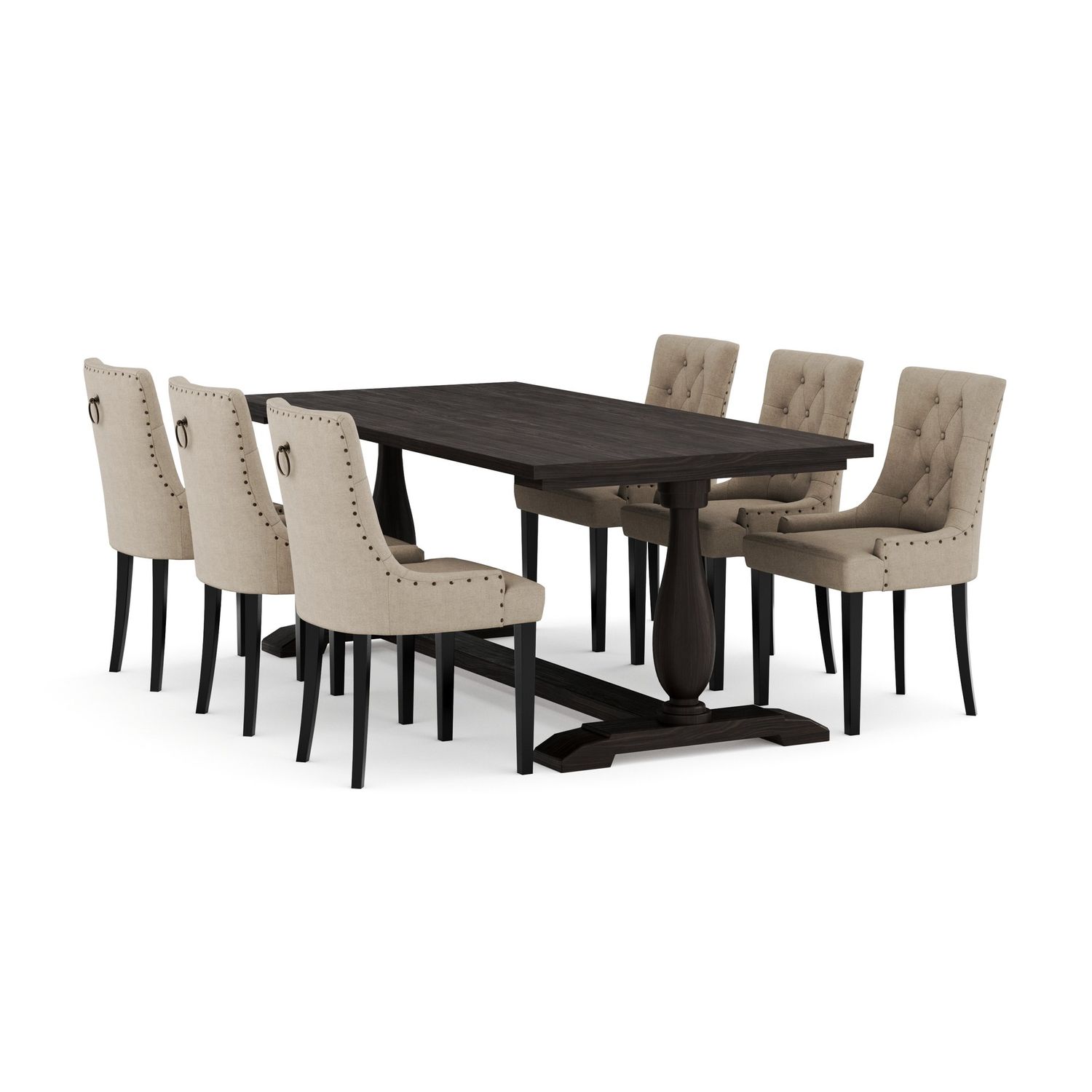 Ruokailuryhmä Suzon, 200cm, 6 Ophelia-tuolia, ruskea (00152) | Netrauta.fi