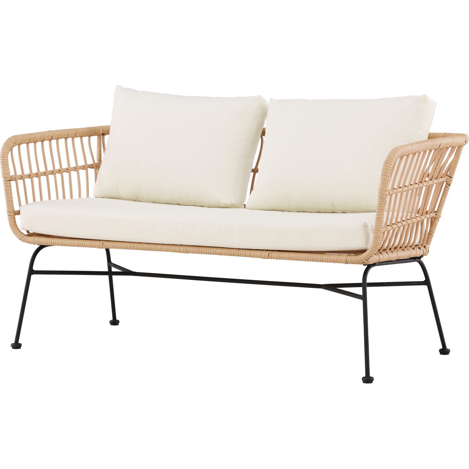 2-istuttava sohva Venture Home Isola, beige/rottinki/musta | Netrauta.fi