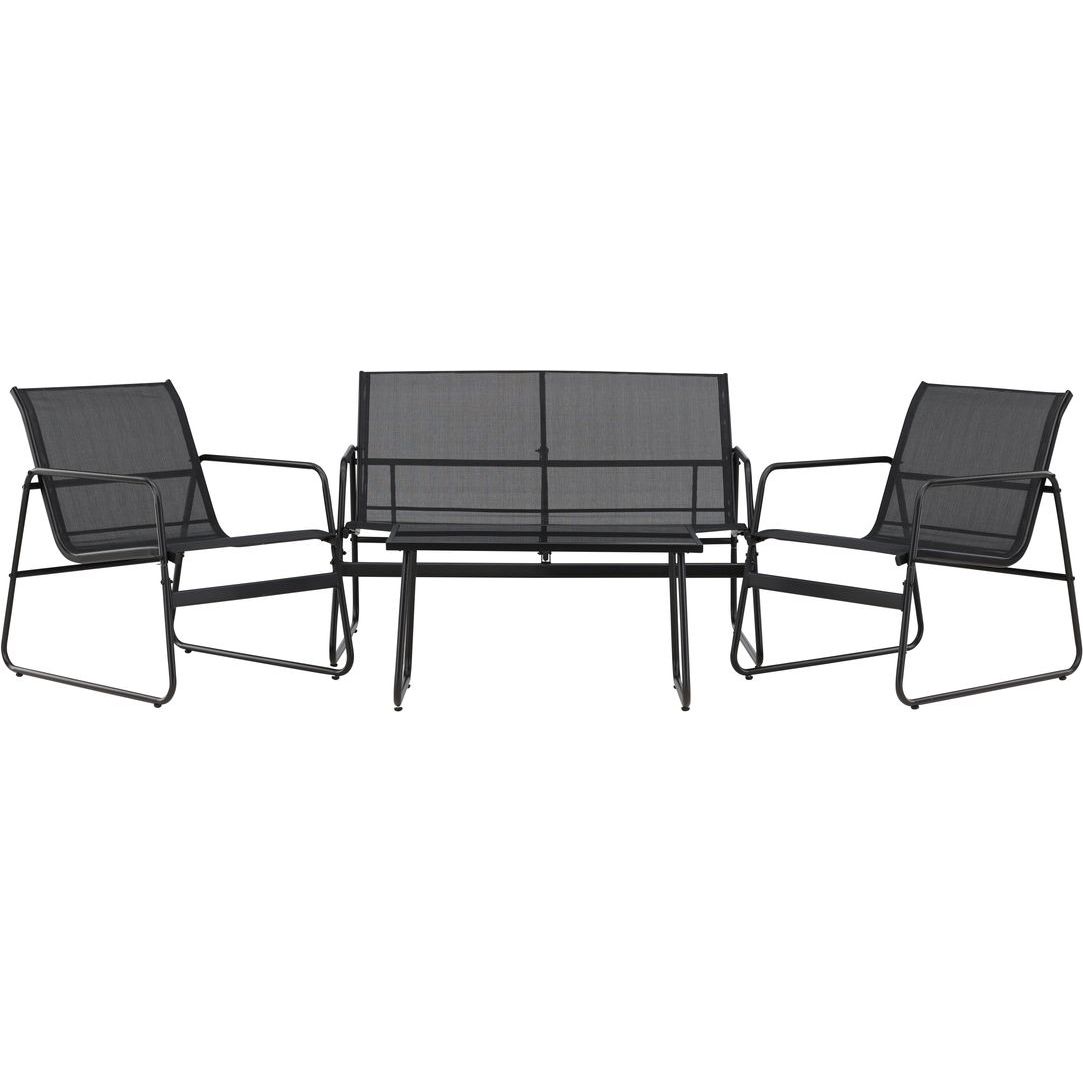 Sohvaryhmä Venture Home Scopello, 2-istuttava sohva + 2 lepotuolia + sohvapöytä, musta | Netrauta.fi